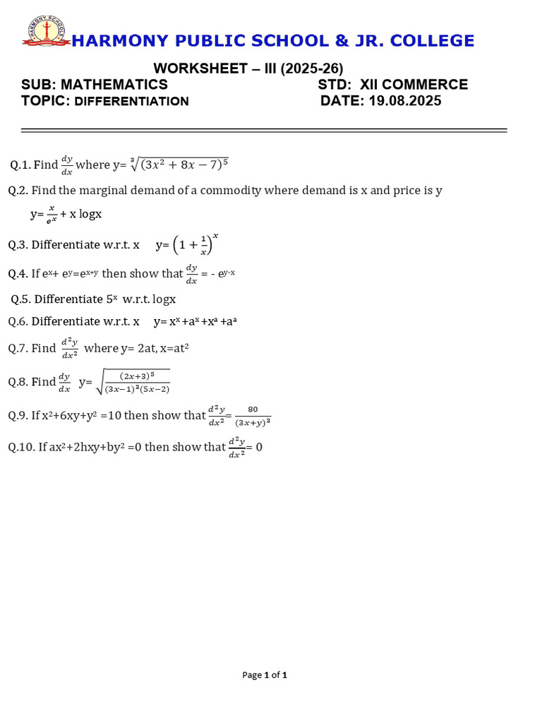 MATH Differentiation | PDF