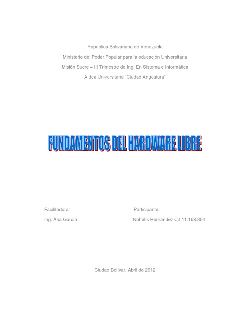 Fundamentos Del Hardware Libre | PDF | Software libre | Hardware de la computadora