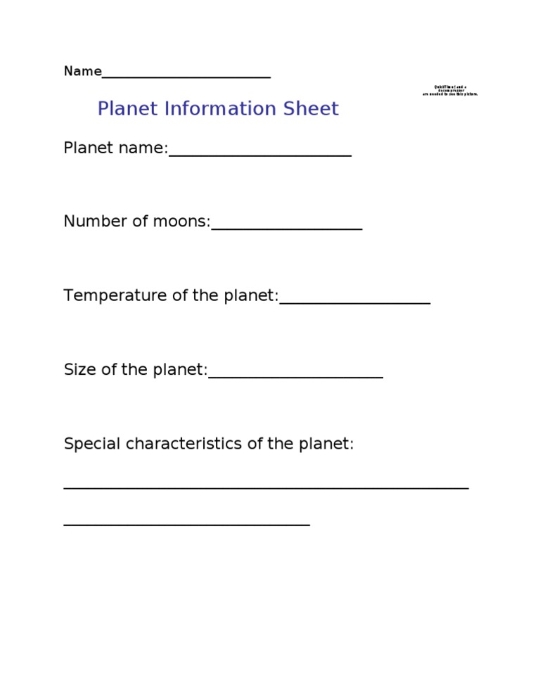 L1 Planetinfosheet | PDF | Planets Of The Solar System | Planetary Science