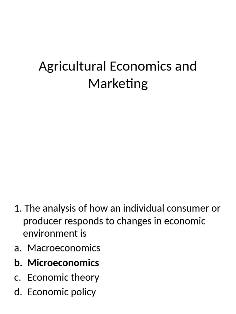 CLSU (With Answers) Agricultural Economics and Marketing | PDF