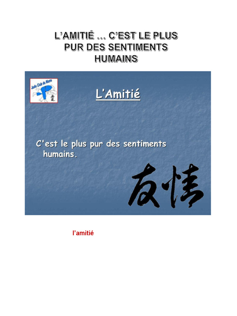 L'amitié : un sentiment humain pur | PDF | Relation amicale