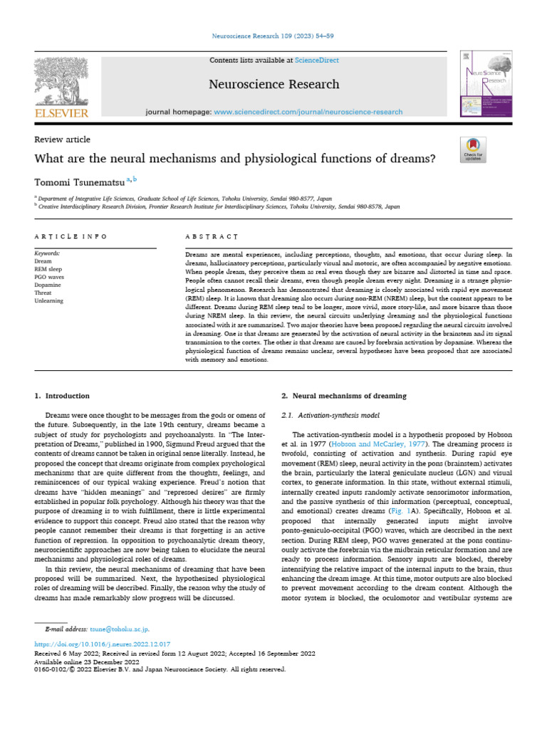 Neural Mechanisms of Dreaming Explained | PDF | Rapid Eye Movement ...