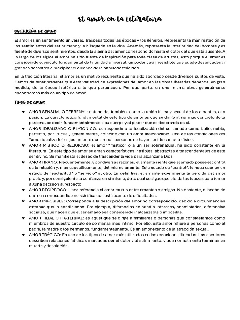 Tipos de Amor en la Literatura | PDF | Amor