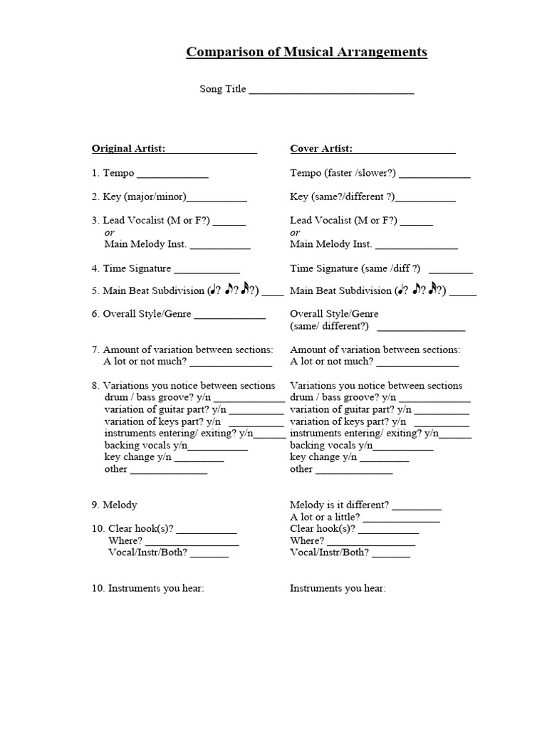 Musical Arrangement Comparison Guide | PDF