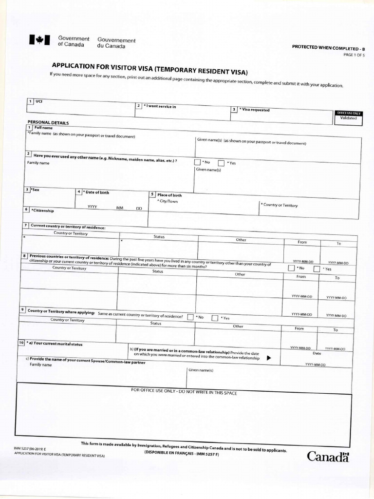 Temporary Resident Visa Form | PDF