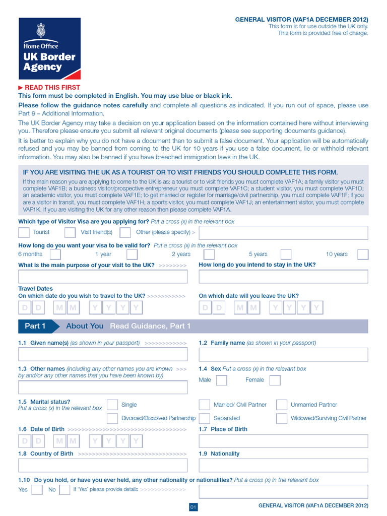 UK General Visitor Visa Application Form | PDF | Travel Visa | Crimes