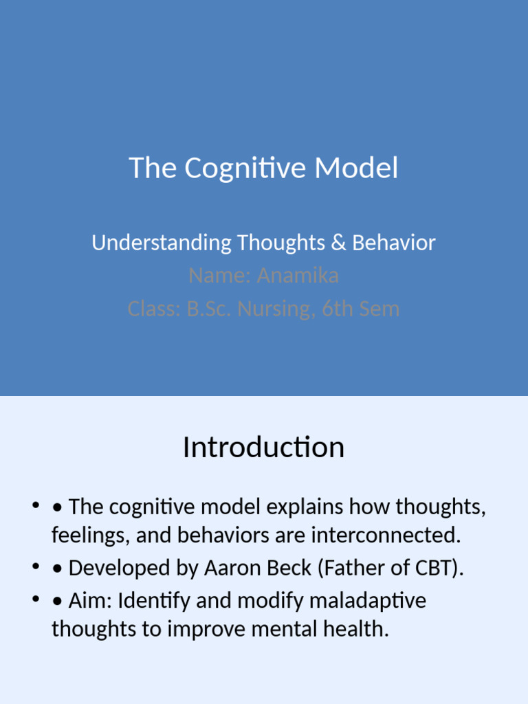 Cognitive Model: Thoughts and Behavior | PDF | Cognitive Behavioral ...