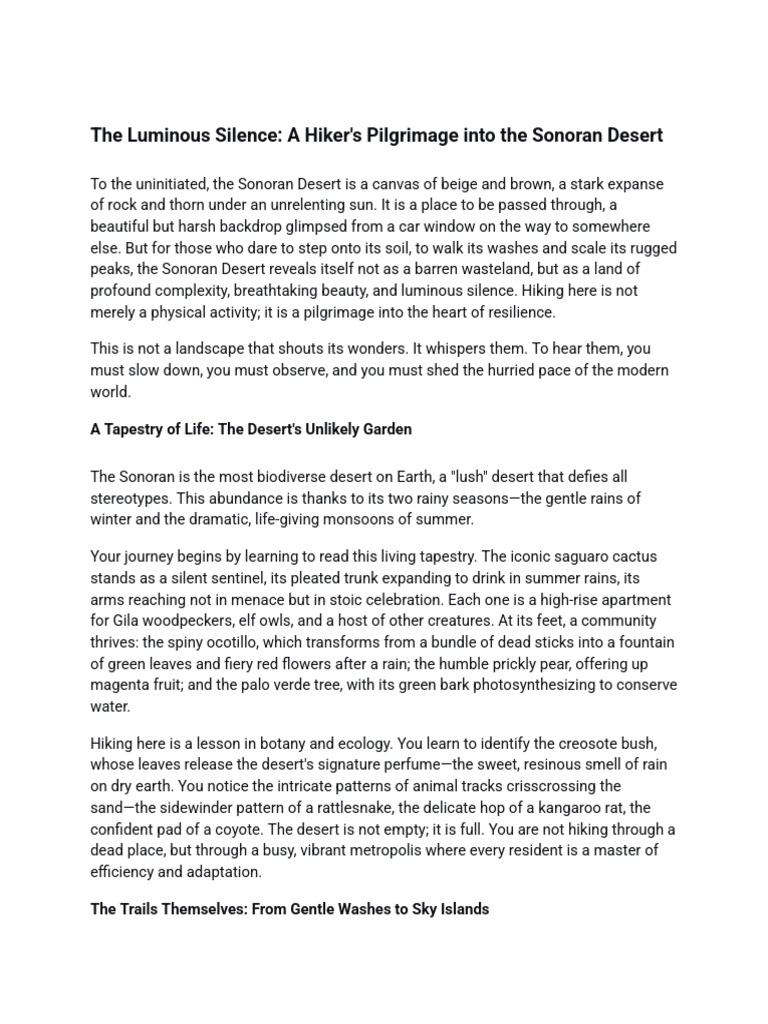 The Luminous Silence - A Hiker's Pilgrimage Into The Sonoran Desert ...