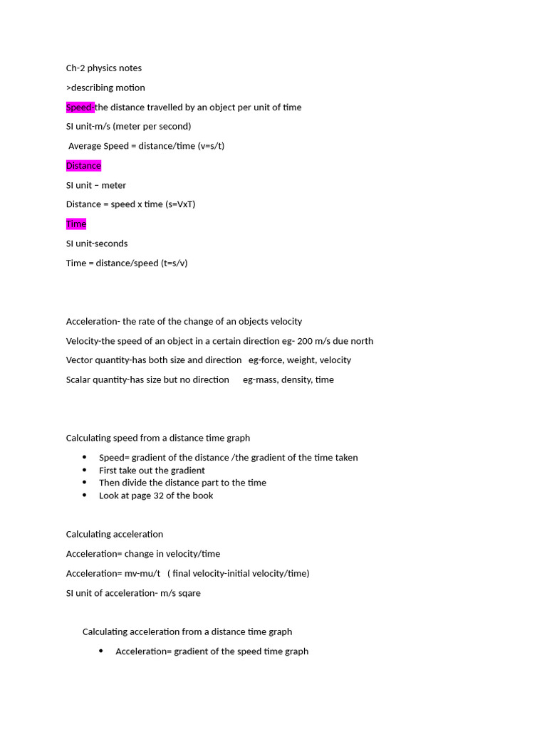 Physics Ch-2 Describing Motion | PDF