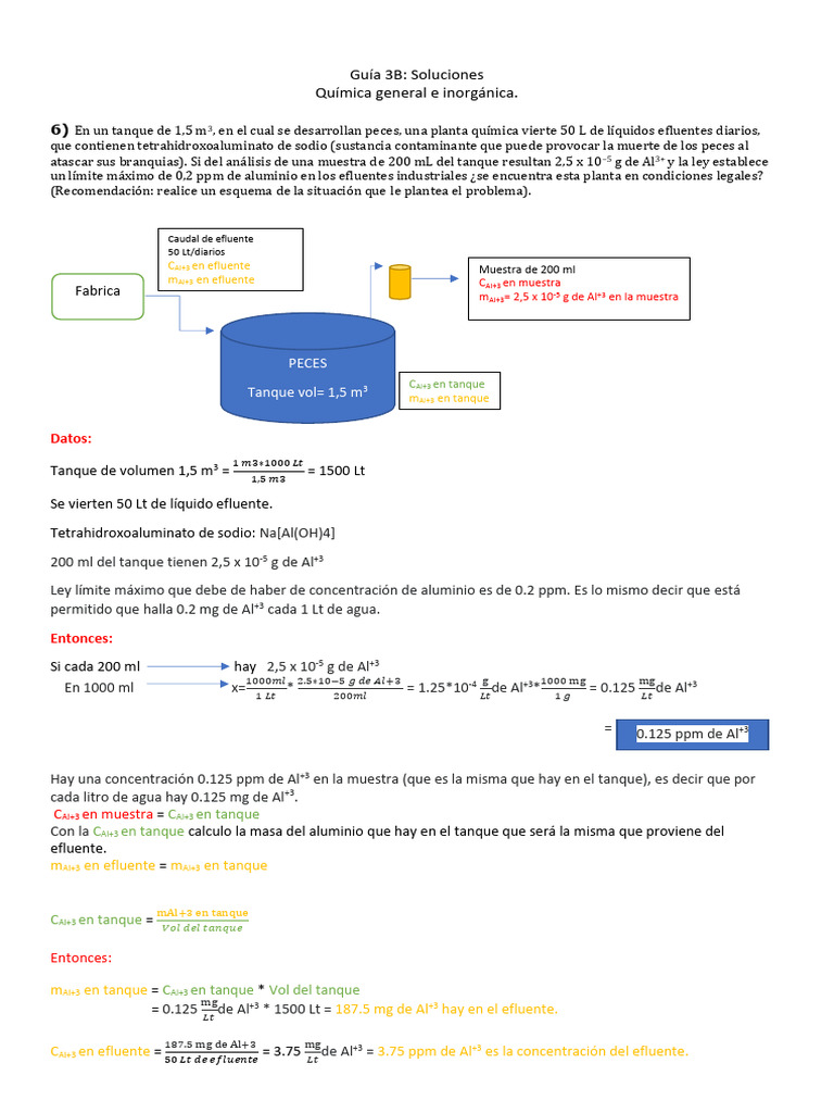 Guía 3B Ejercicio 6 | PDF | Concentración