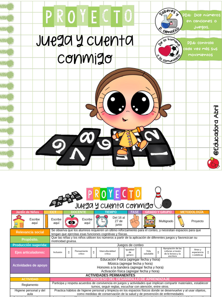 Juega y Cuenta Conmigo Proyecto | PDF | Evaluación | Aprendizaje