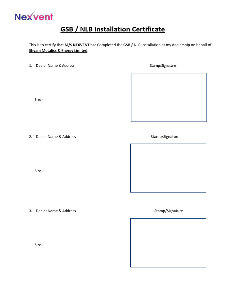 SEL Dealer Certificate | PDF