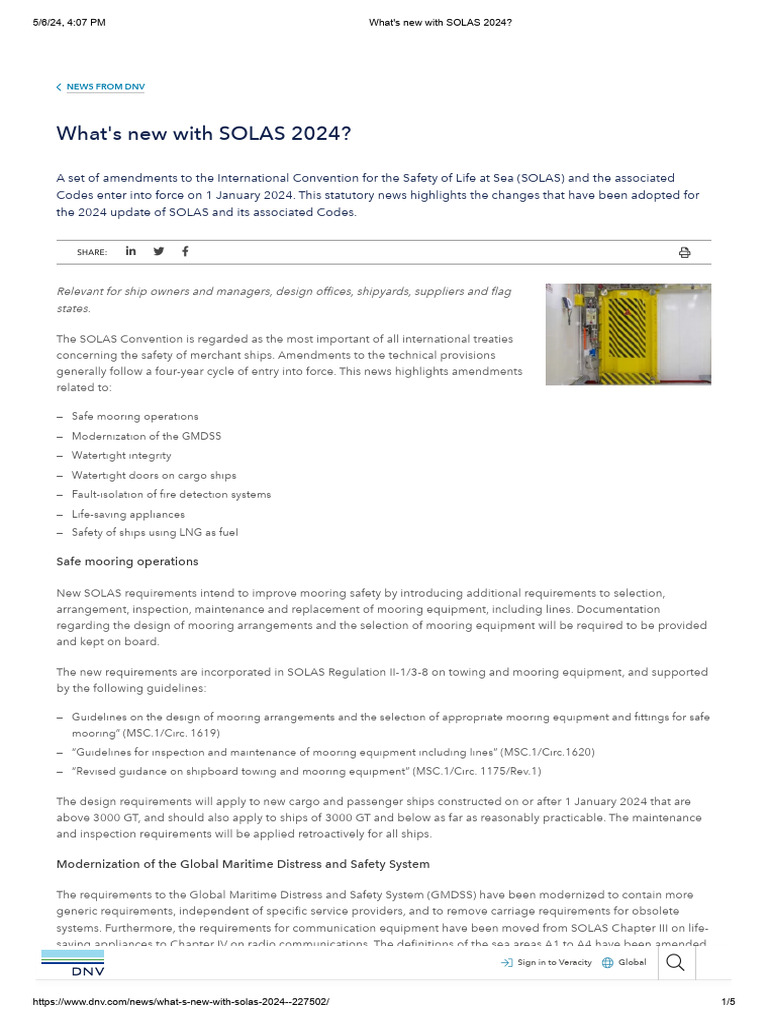 SOLAS 2024 Amendments Overview | PDF | Water Transport | Shipping