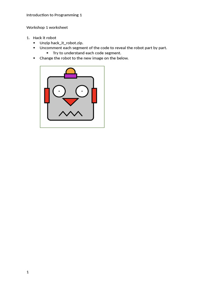 ITP1 Worksheet 1 | PDF