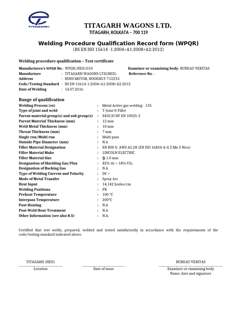 WPQR 010 Com | PDF | Welding | Construction