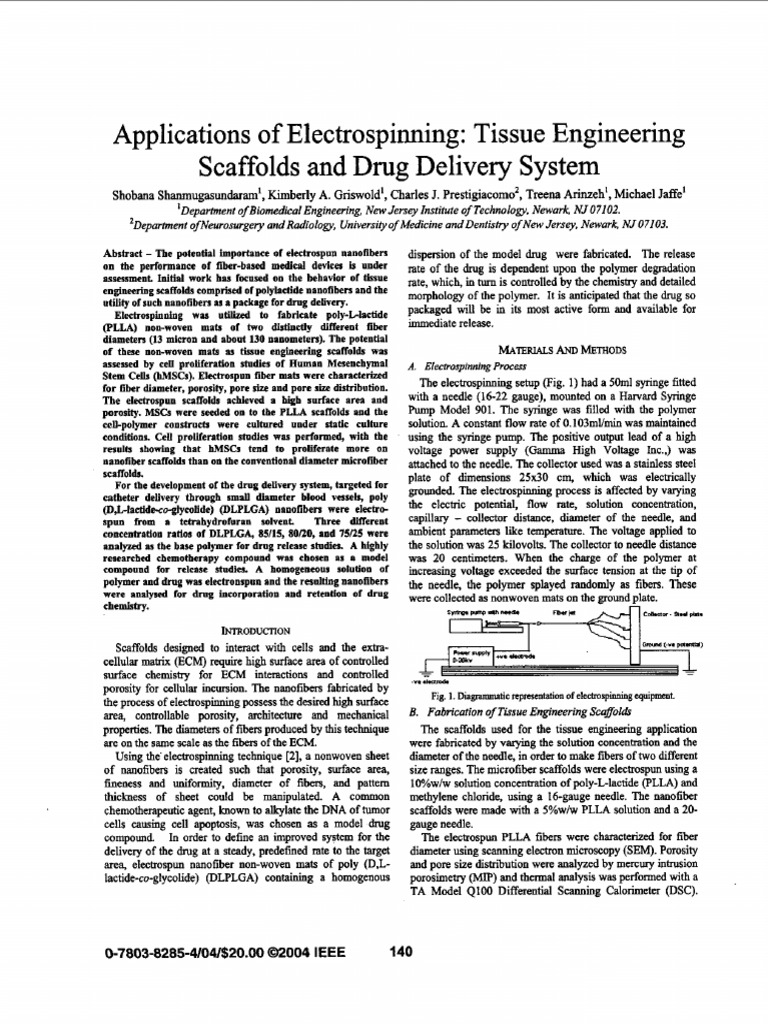 Applications of Electrospinning Tissue Engineering | PDF | Tissue ...