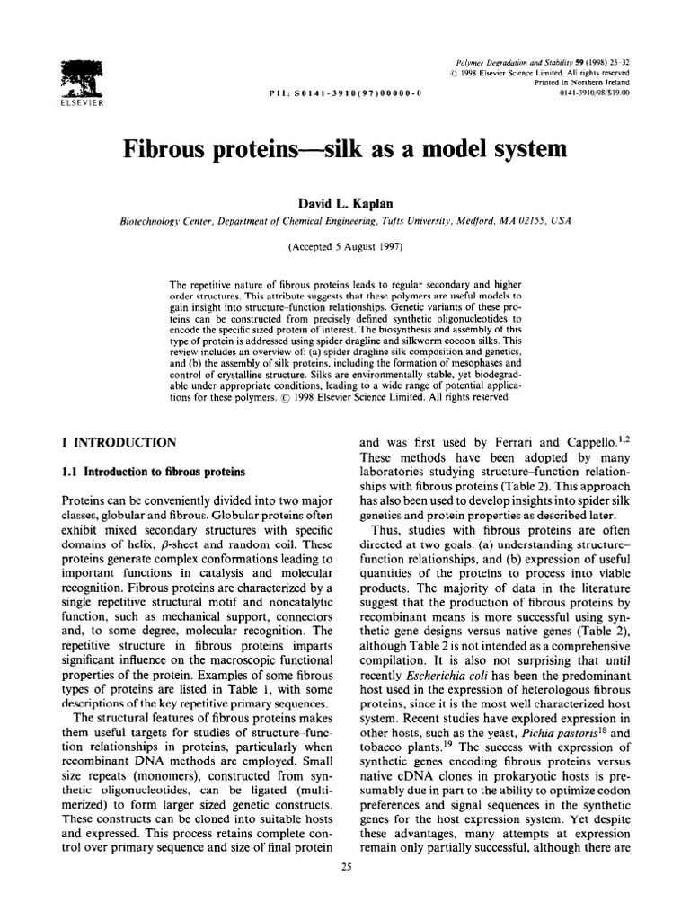 Fibrous Proteins - Silk As A Model System | PDF | Proteins | Silk