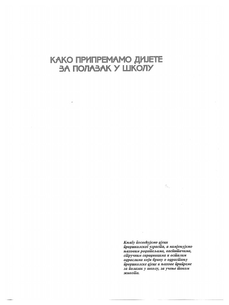 Kako Pripremamo Dijete Za Polazak U Skolu | PDF