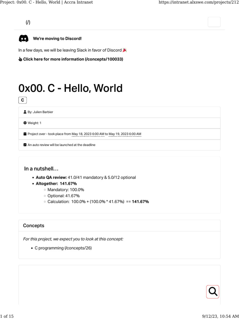 Project 0x00. C - Hello, World Accra Intranet | PDF | Computing | Software Engineering