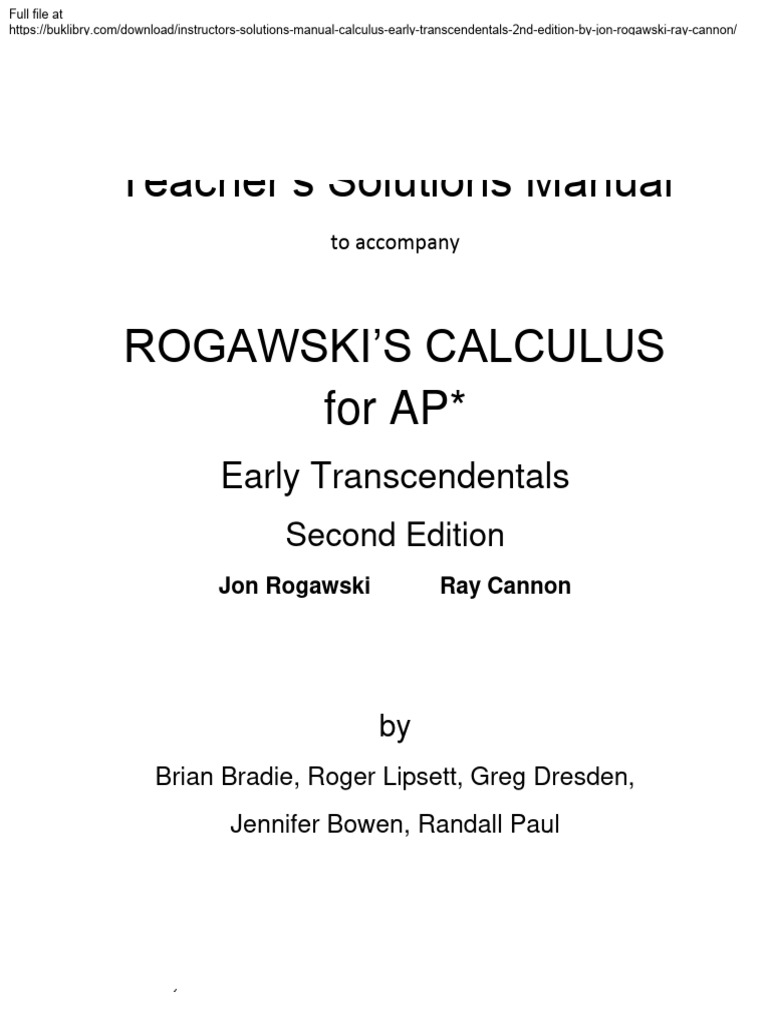 Solutions Manual Calculus Early Transcendentals 2nd Edition by Jon ...