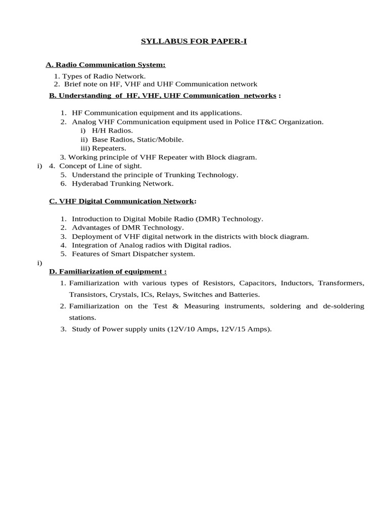 SYLLABUS | PDF | Very High Frequency | Information And Communications ...