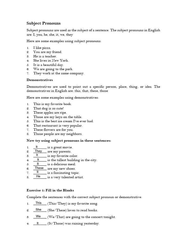 Subject Pronouns | PDF | Linguistic Typology | Language Mechanics
