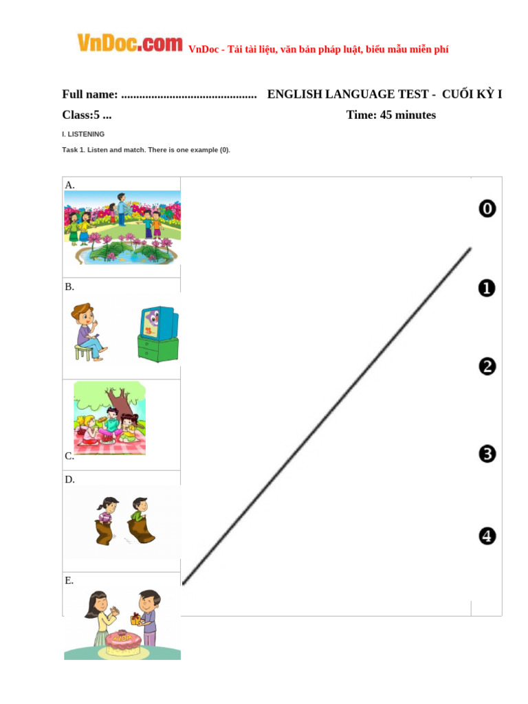 English Language Test for Grade 5 | PDF