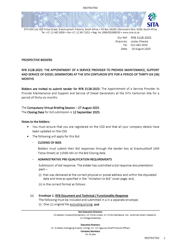 Invitation To Bid Letter RFB 3128-2025 (Amended) | PDF | Computing