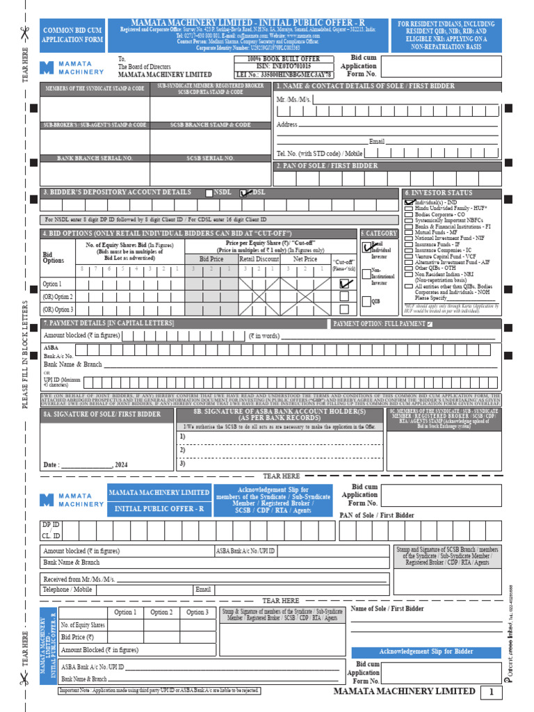 Mamata Machinery Limited - N | PDF | Initial Public Offering ...