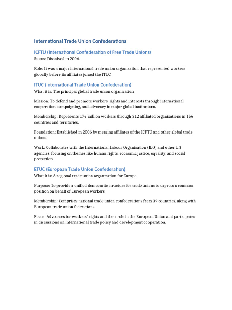 Overview of Global Trade Unions | PDF
