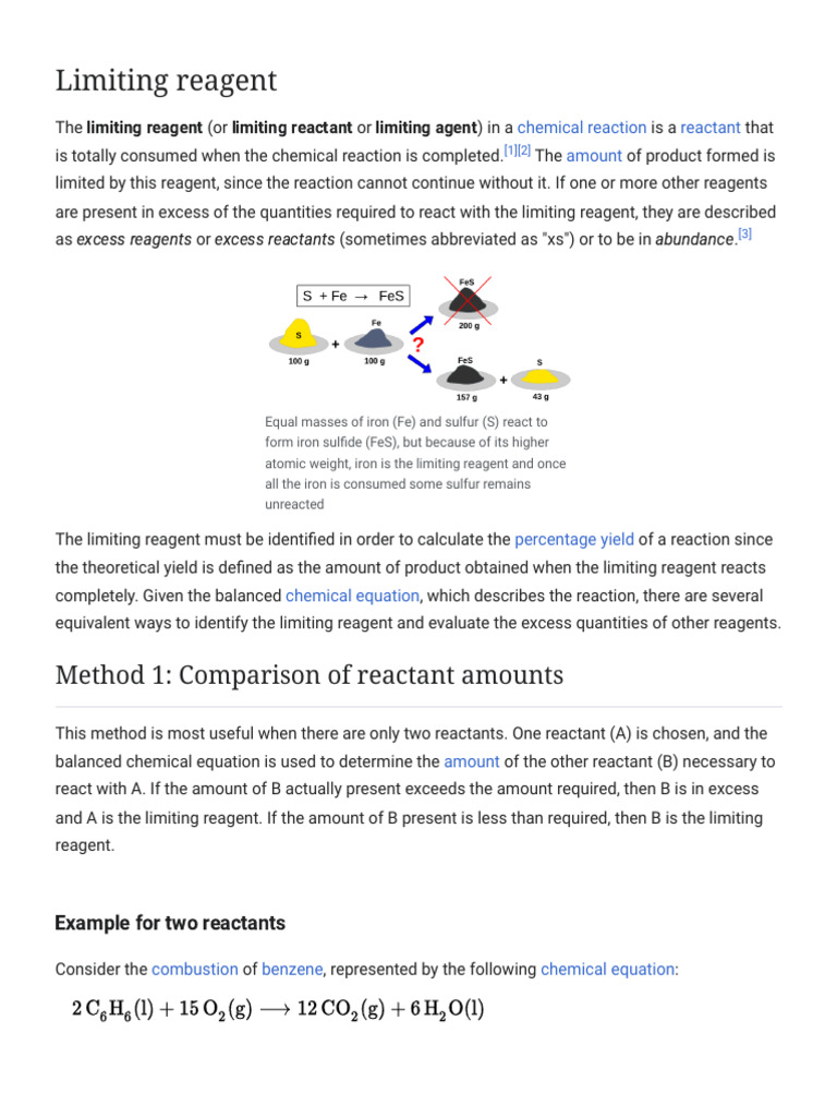 Limiting Reagent - Wikipedia (1) - 035218 | PDF | Unit Processes ...