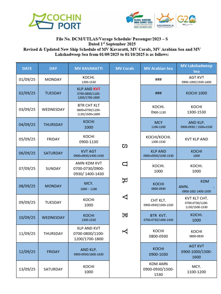 Lakshadweep Ship Schedule: Sept 2025 | PDF | Chess Openings | Chess Theory