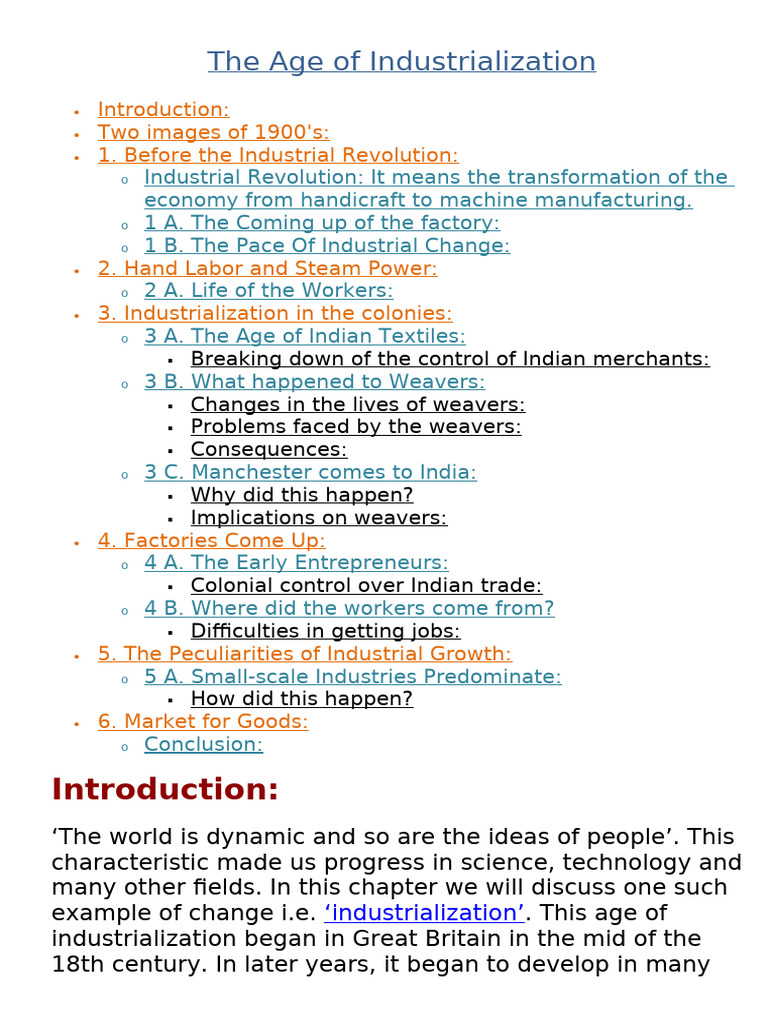 The Age of Industrialization | PDF | Economies