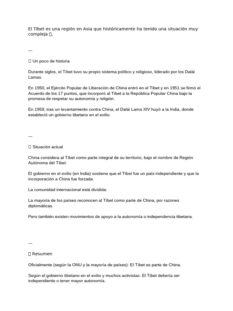 Historia y situación del Tíbet | PDF | Tíbet | China