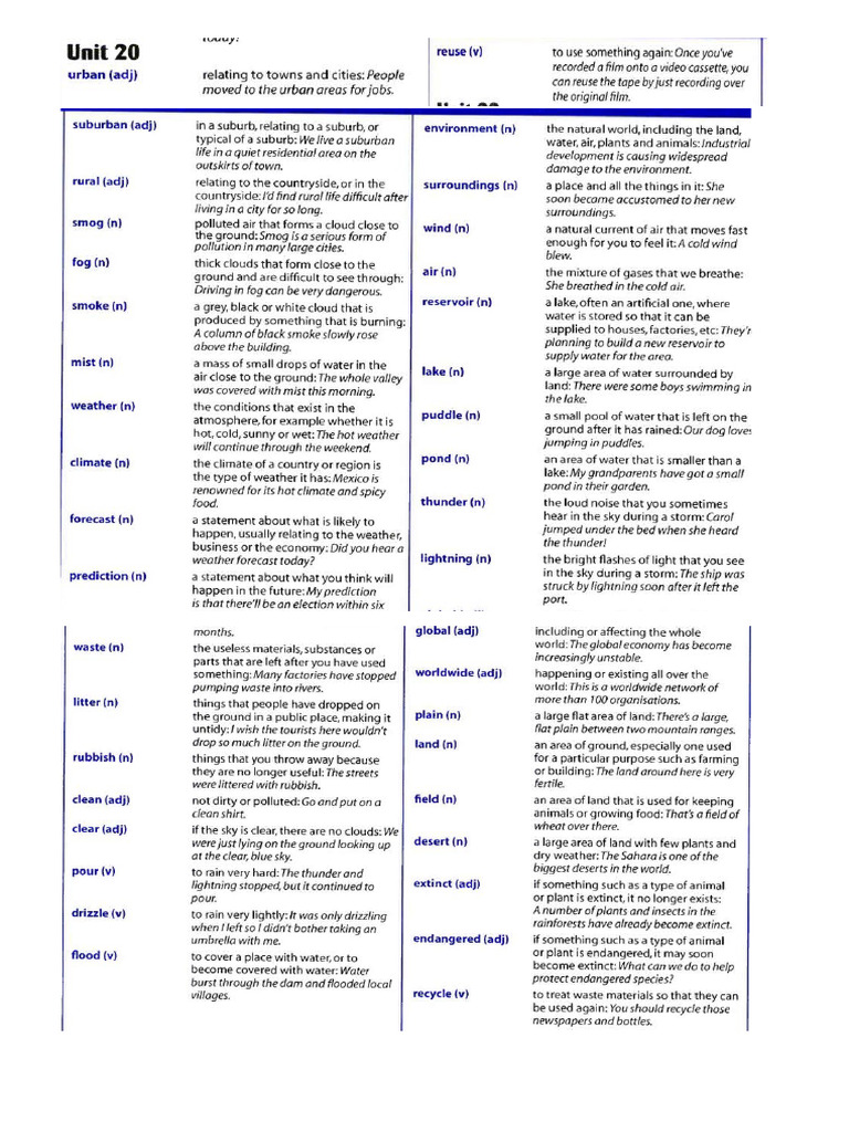 Unit 20 Vocabulary | PDF