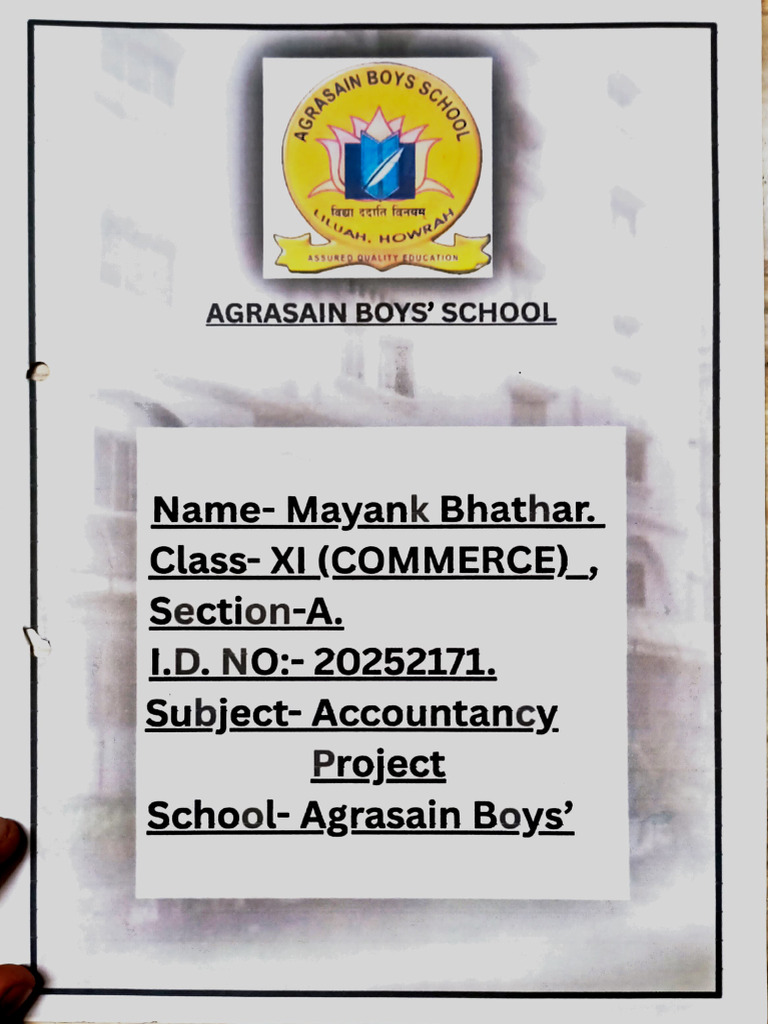 Accounts Project Class Xi | PDF