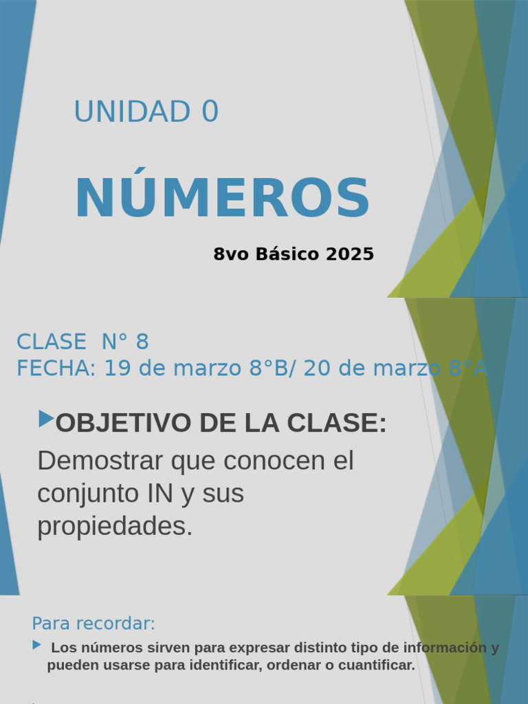 Clase Mate 8vo Unidad 0 | PDF | Sustracción | Números