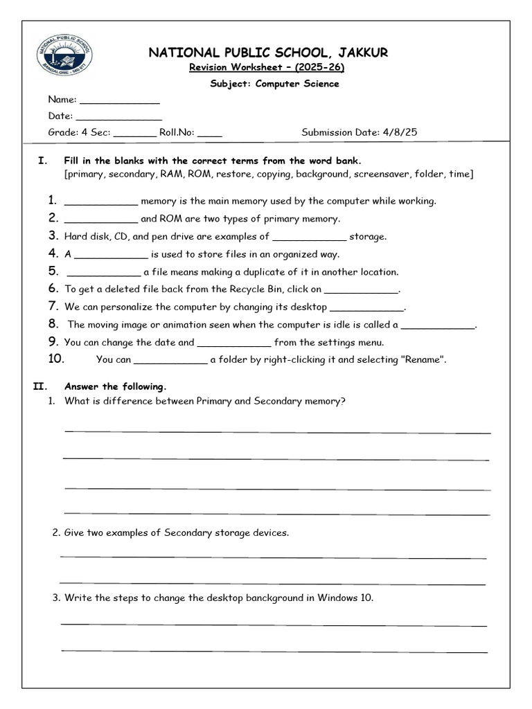 Grade4worksheet 125452978554105 | PDF
