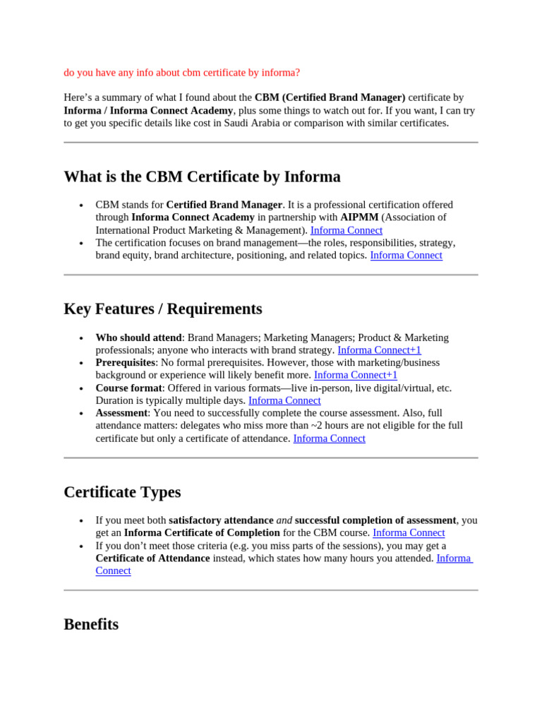 Informa - CBM | PDF | Brand | Business Economics
