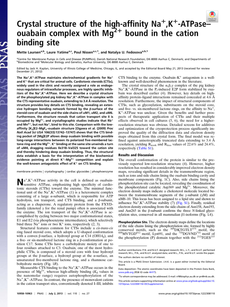Laursen Et Al Crystal Structure of The High Affinity Na K Atpase ...