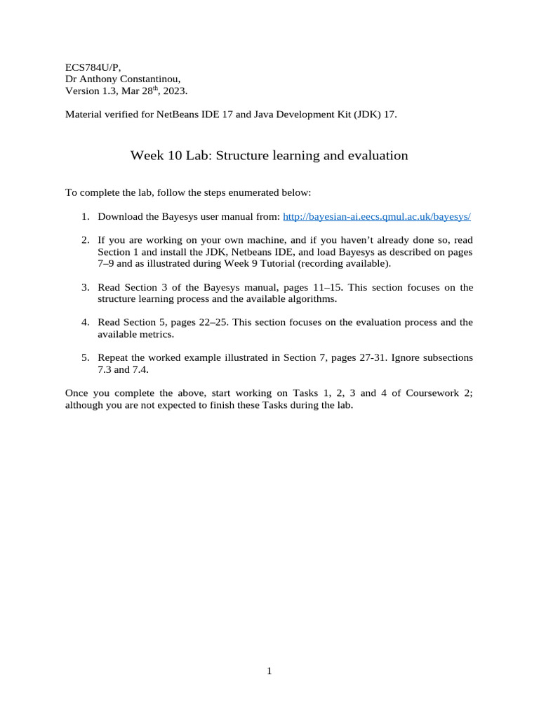 Week 10 - Structure Learning and Evaluation v1.3 | PDF