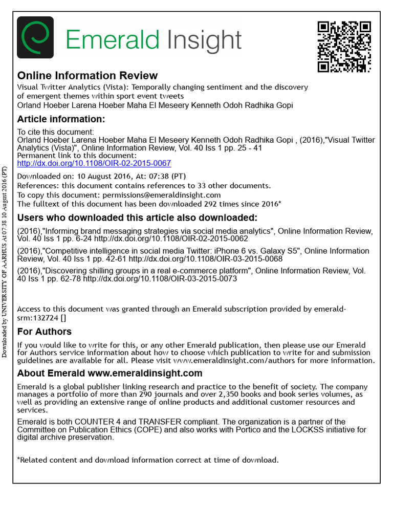 Visual Twitter Analytics for Sports | PDF | Data | Analytics