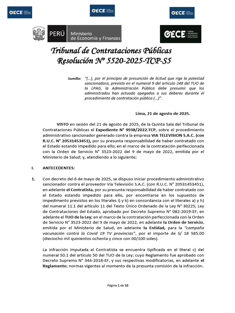 Resolución N.° 5520-2025-TCP-S5 | PDF | Justicia | Crimen y violencia