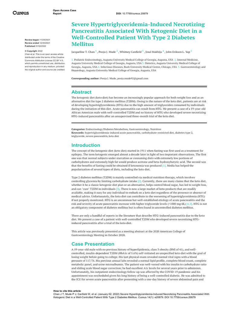 Severe Hypertriglyceridemia-Induced Necrotizing Pancreatitis Associated ...