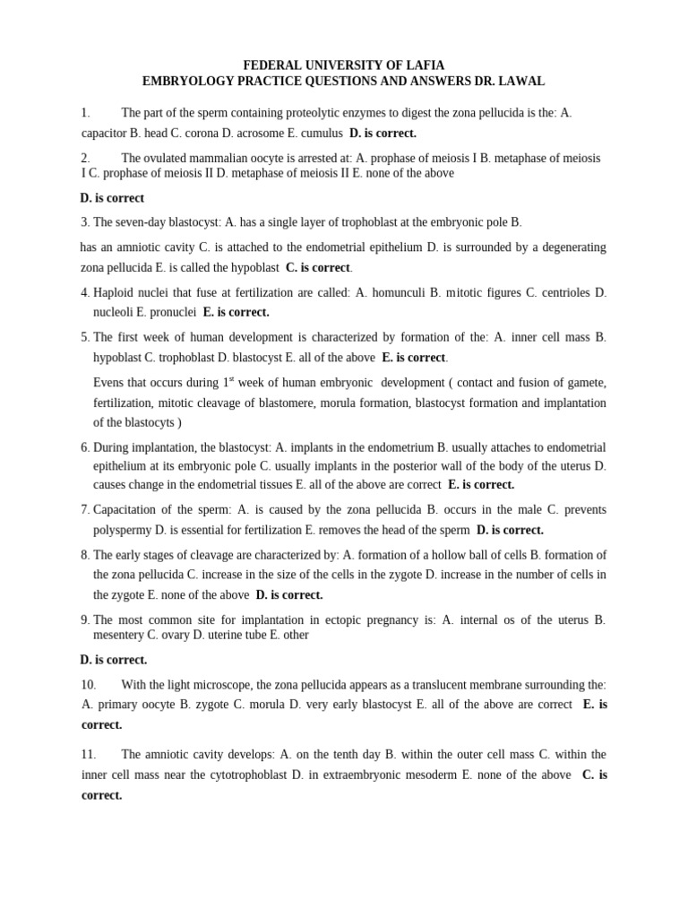 Embryology Practice Questions & Answers | PDF | Atrium (Heart) | Heart ...
