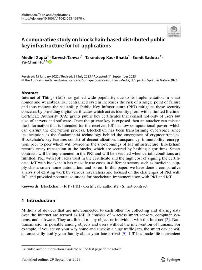 A Comparative Study On Blockchain Based Distributed Public Key Infrastructure For IOT ...
