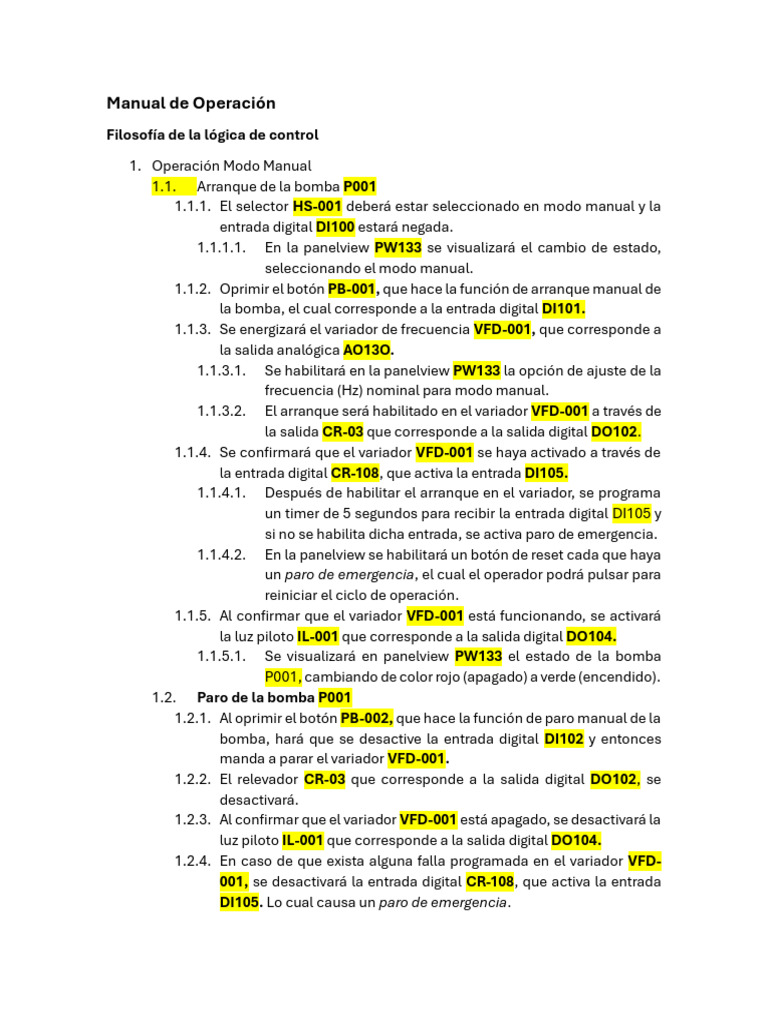 Manual de Operación | PDF | Arranque