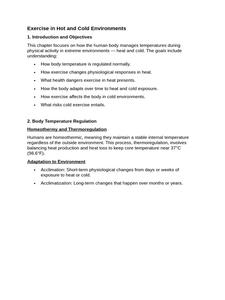 Exercise in Heat and Cold | PDF | Hypothermia | Thermoregulation