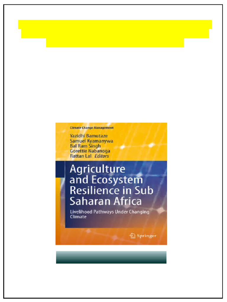 Agriculture and Ecosystem Resilience in Sub Saharan Africa Livelihood ...