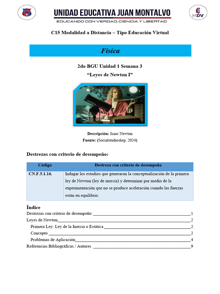 Guía de Aprendizaje Física 2do. U1-S3 | PDF | Las leyes del movimiento de Newton | Fuerza